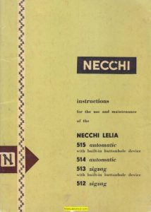 Necchi 515 514 513 512 Lelia Sewing Machine Instruction Manual