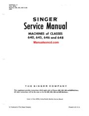 Singer 630 - 648 Sewing Machine Service Manual