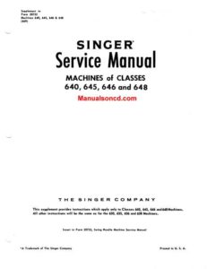 Singer 630 - 648 Sewing Machine Service Manual