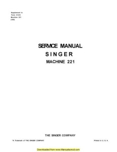 Singer 221 Featherweight Sewing Machine Service Manual