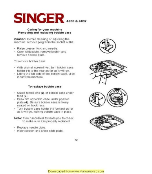 Singer 4830-4832 Sewing Machine Instruction Manual