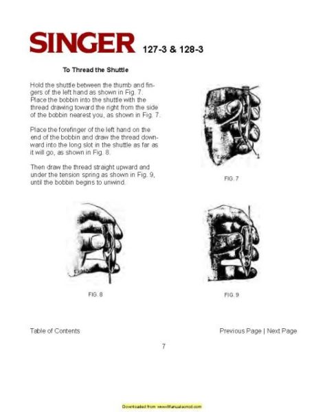 Singer 127 Sewing Machine Instruction Manual