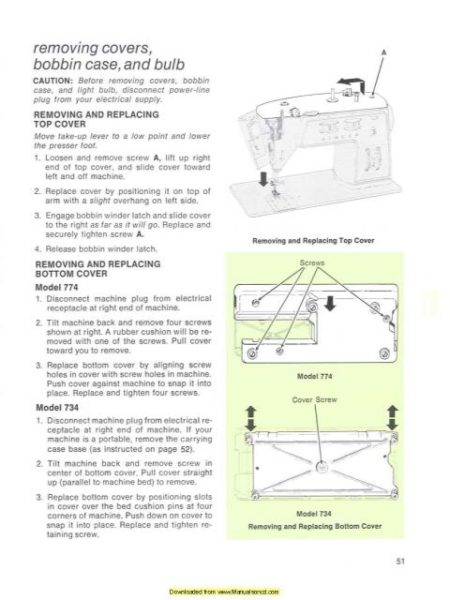 Singer 774 - 734 Sewing Machine Instruction Manual