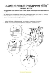 Janome 1110DX Serger Sewing Machine Service-Parts Manual