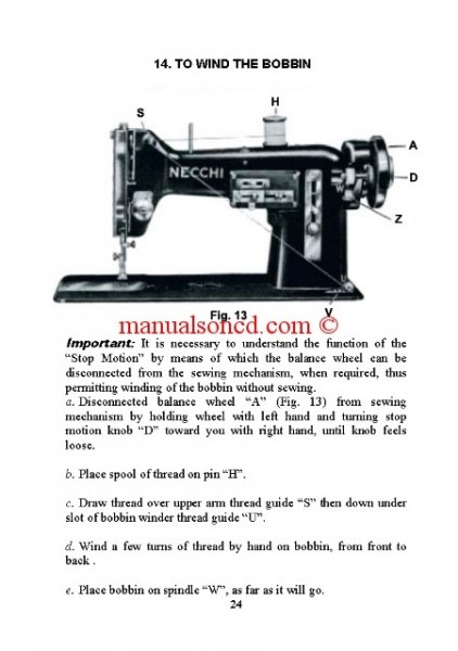 Necchi Bu Sewing Machine Instruction Manual