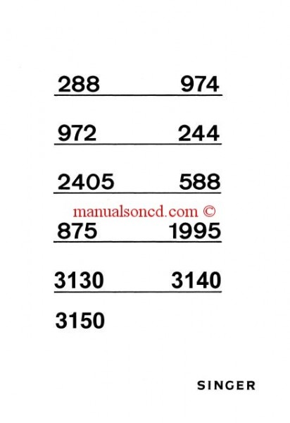 Singer Models 244–288-588-974-3150 Sewing Machine Instruction Manual