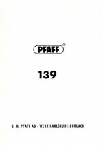 Pfaff 139 Sewing Machine Instruction Manual