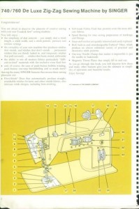Singer 740 Sewing Machine Instruction Manual